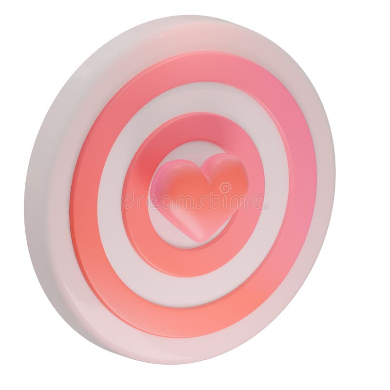 Cartoon Red Target Heart 3d Render Stock Illustration - Illustration of ...