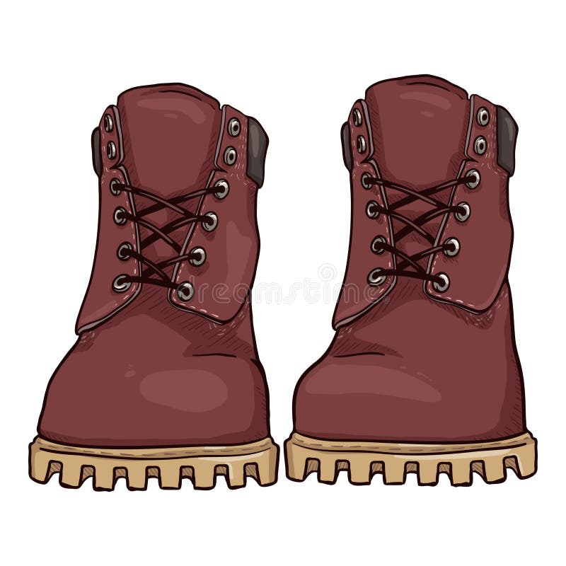 Cartoon Red Work Boots. Front View Illustration Stock Vector ...