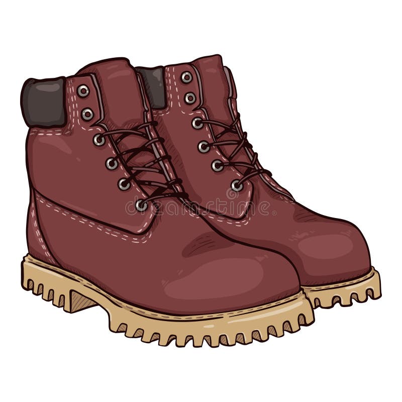 Cartoon Red Work Boots. Vector Illustration Stock Vector - Illustration ...