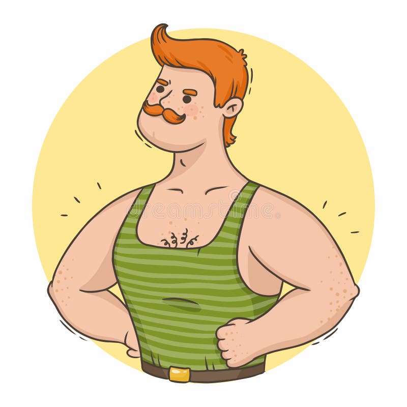 Cartoon Mustache Muscle Man Stock Illustrations – 419 Cartoon Mustache ...