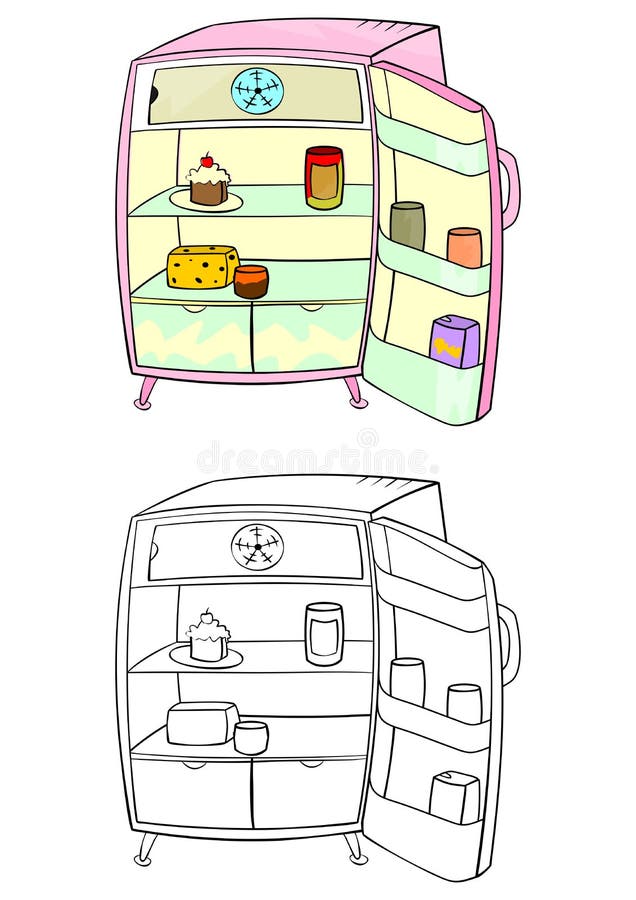 Refrigerator Coloring Stock Illustrations – 83 Refrigerator Coloring ...