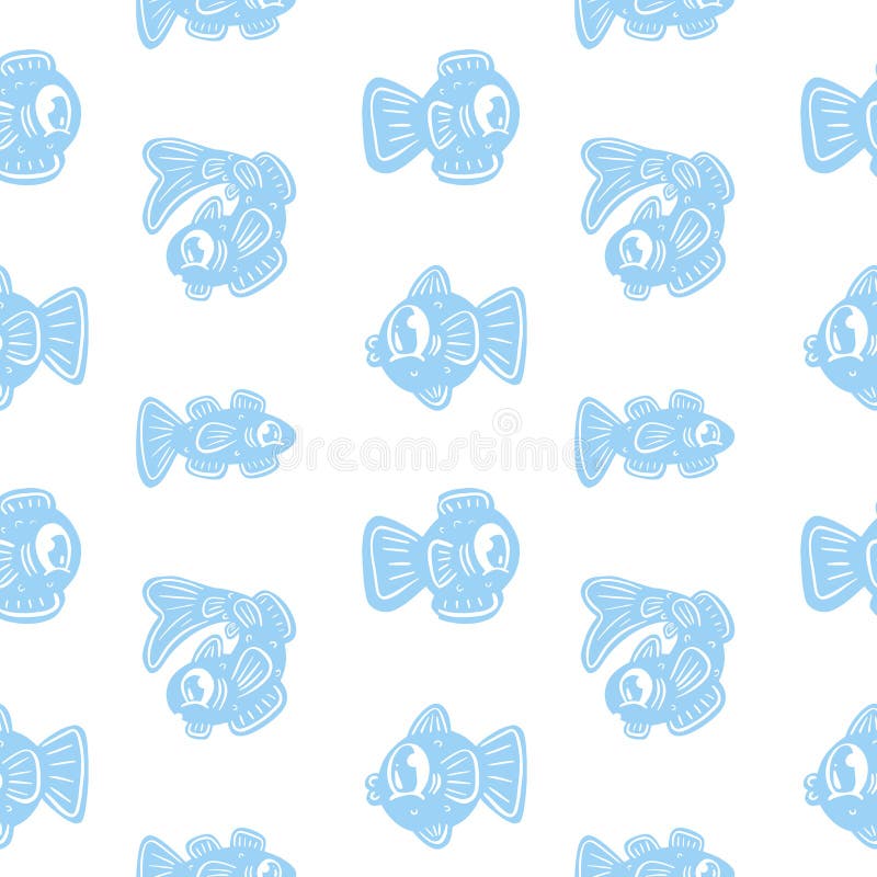 A Cartoon Repeating Pattern Fish and Fishes Illustration Stock ...