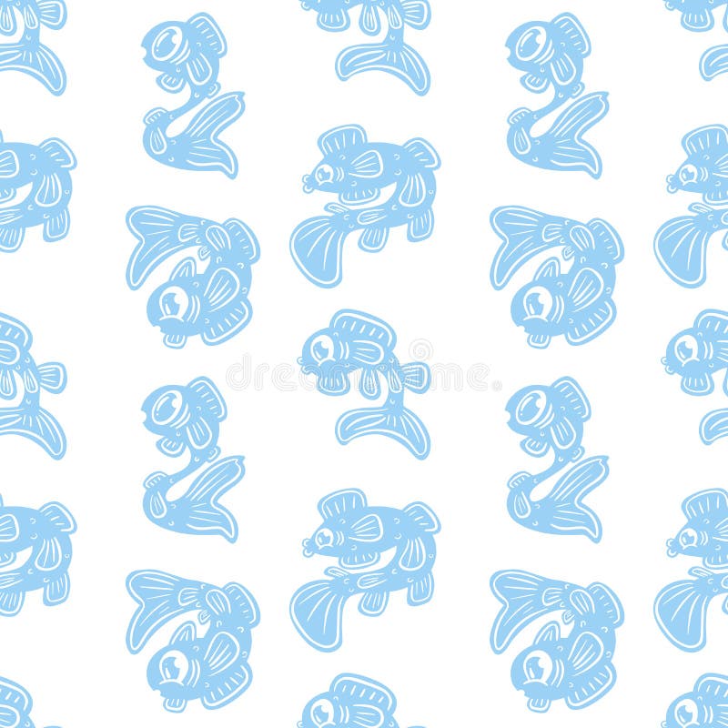A Cartoon Repeating Pattern Fish and Fishes Illustration Stock ...