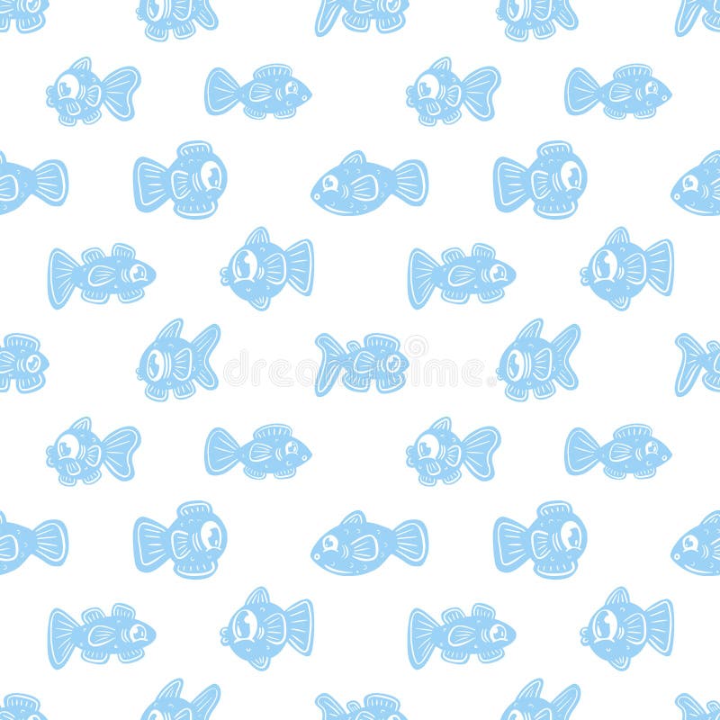 A Cartoon Repeating Pattern Fish and Fishes Illustration Stock ...