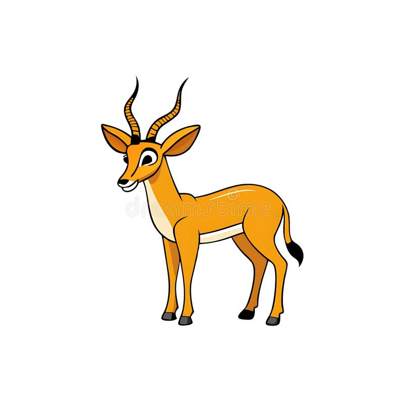 Cartoon Representation of an Impala in a Playful Style Against a Solid ...