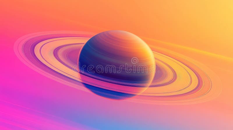 Cartoon Representation of Saturn on a Vibrant Gradient Background Stock ...