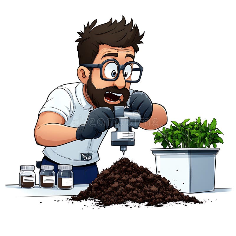 Cartoon Researcher Analyzing Soil Samples Stock Illustration ...