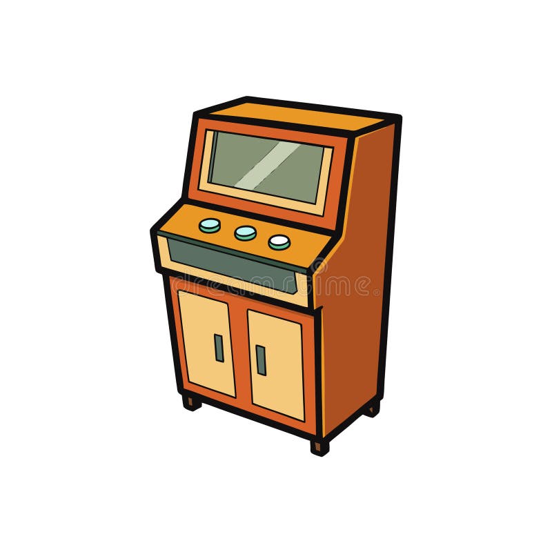 Cartoon Retro Arcade Machine with Buttons and Screen Stock Illustration ...