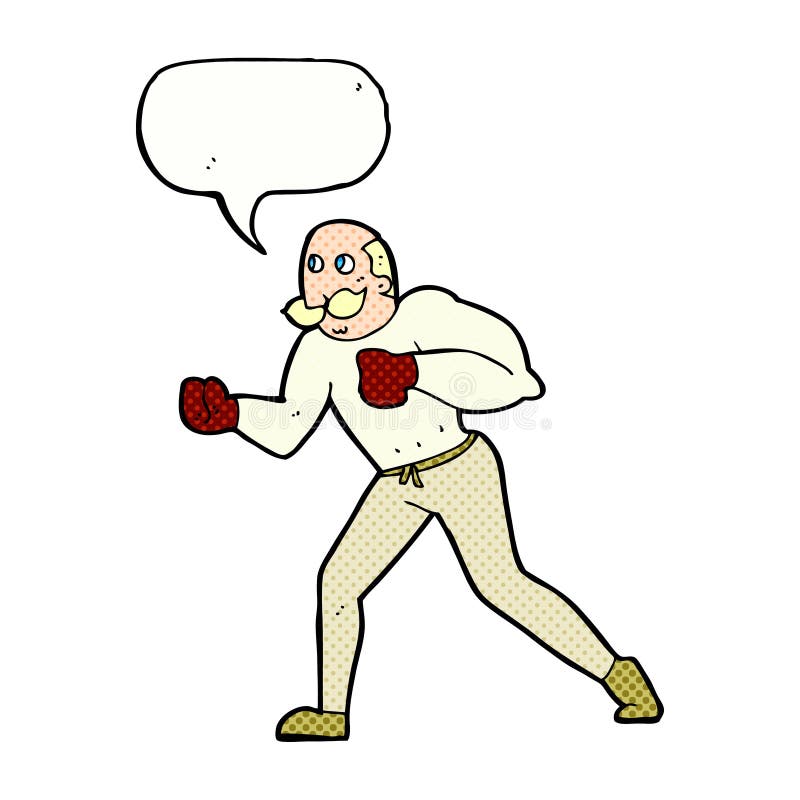 Cartoon Retro Boxer Man with Speech Bubble Stock Illustration ...