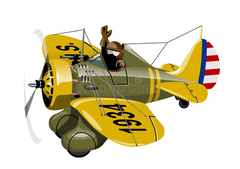 Cartoon Retro Fighter Plane Stock Vector - Illustration of funny ...