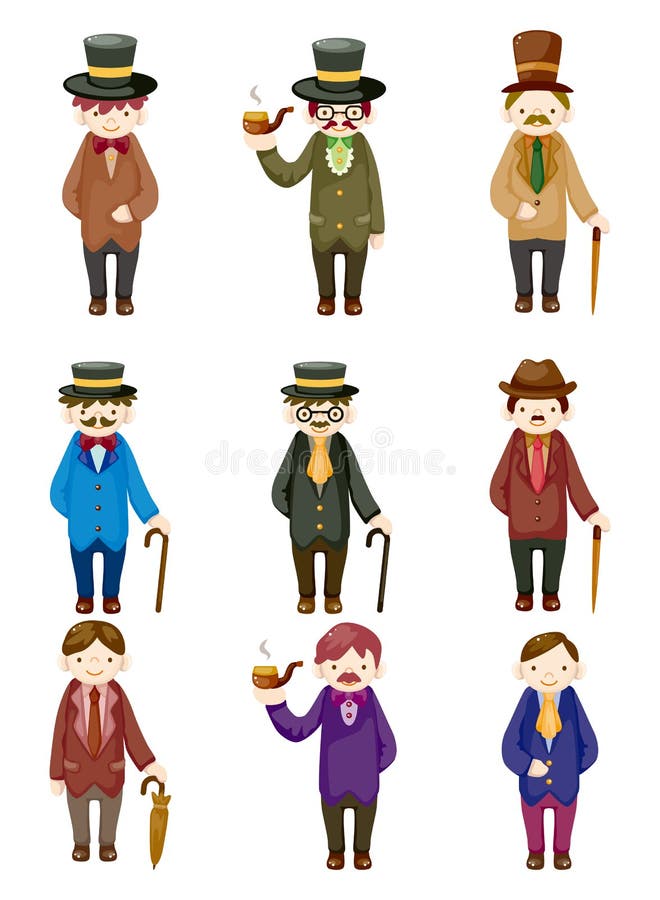 Cartoon Retro Gentleman Icon Stock Vector - Illustration of boss, group ...