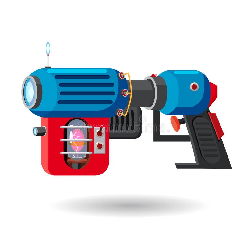 Cartoon Retro Space Blaster, Ray Gun, Laser Weapon. Vector Illustration ...