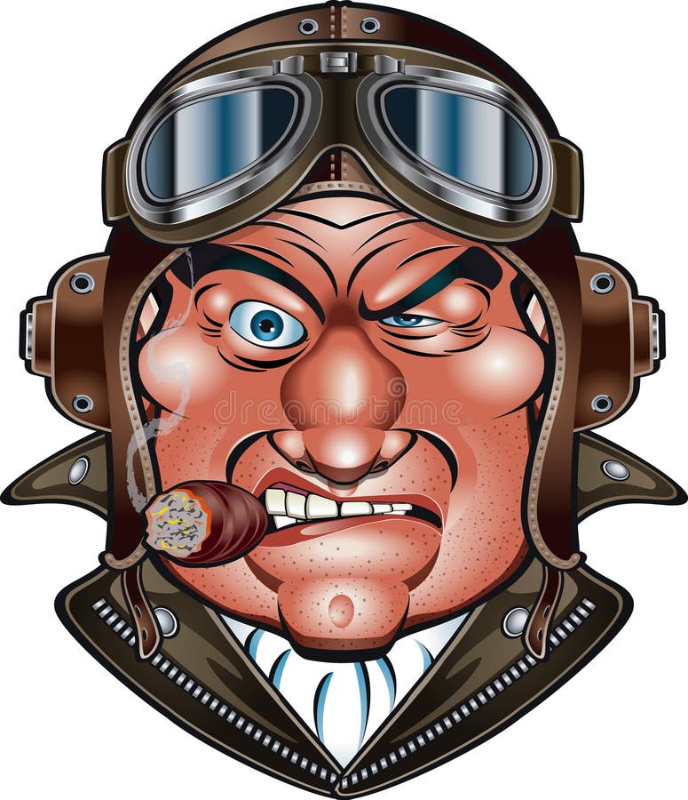Cartoon Retro Style Fighter Pilot Stock Vector - Illustration of ...