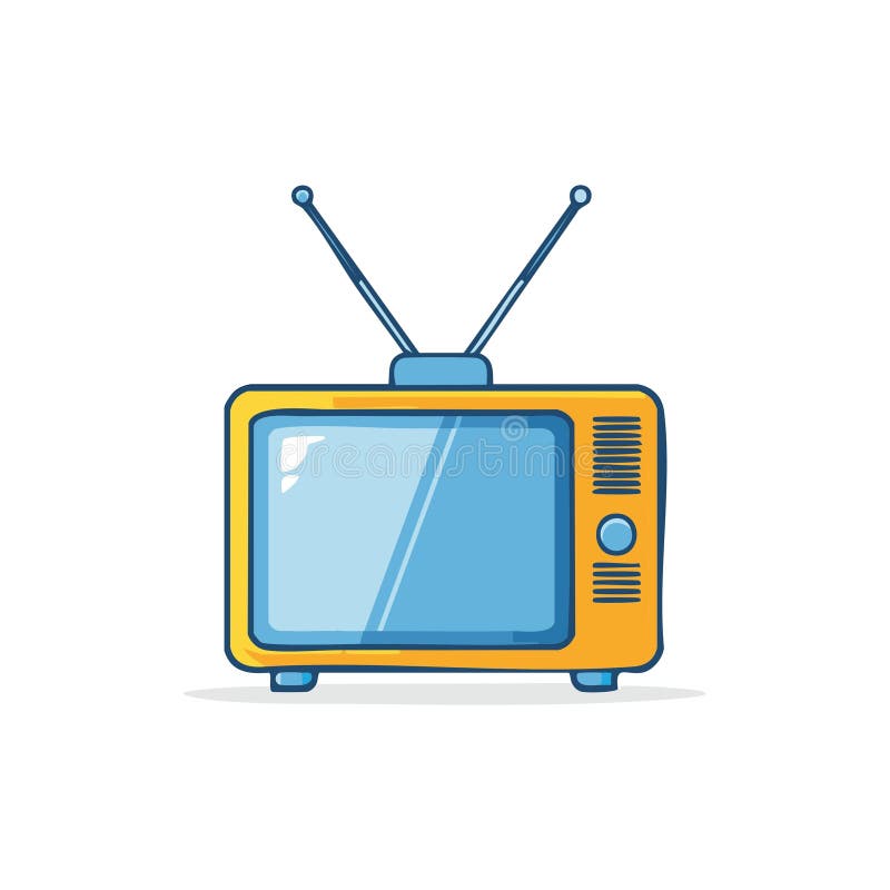 Cartoon Retro Television Set with Antennae, Vector Illustration Stock ...