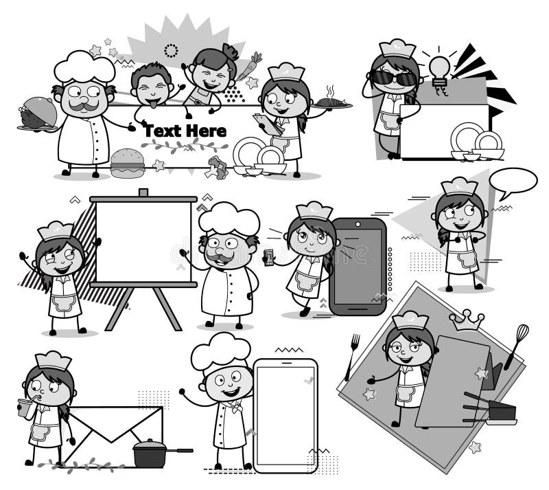 Cartoon Retro Waitress Characters - Set of Concepts Vector ... Cartoon Retro Waitress Characters - Set of Concepts Vector ...