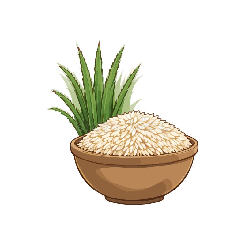 Cartoon Rice Grain Illustration Vector. White Background Rice Vector ...