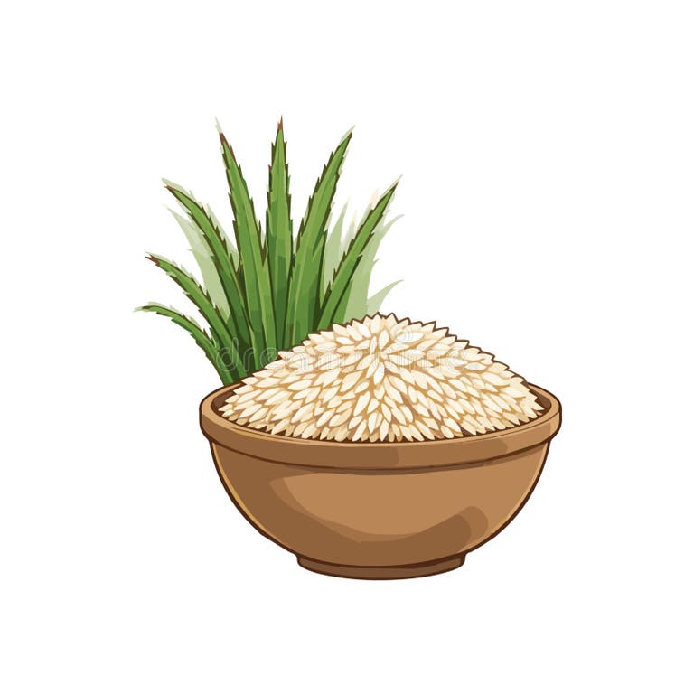 Cartoon Rice Grain Illustration Vector. White Background Rice Vector ...