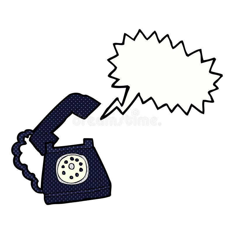 Cartoon Ringing Telephone with Speech Bubble Stock Illustration ...