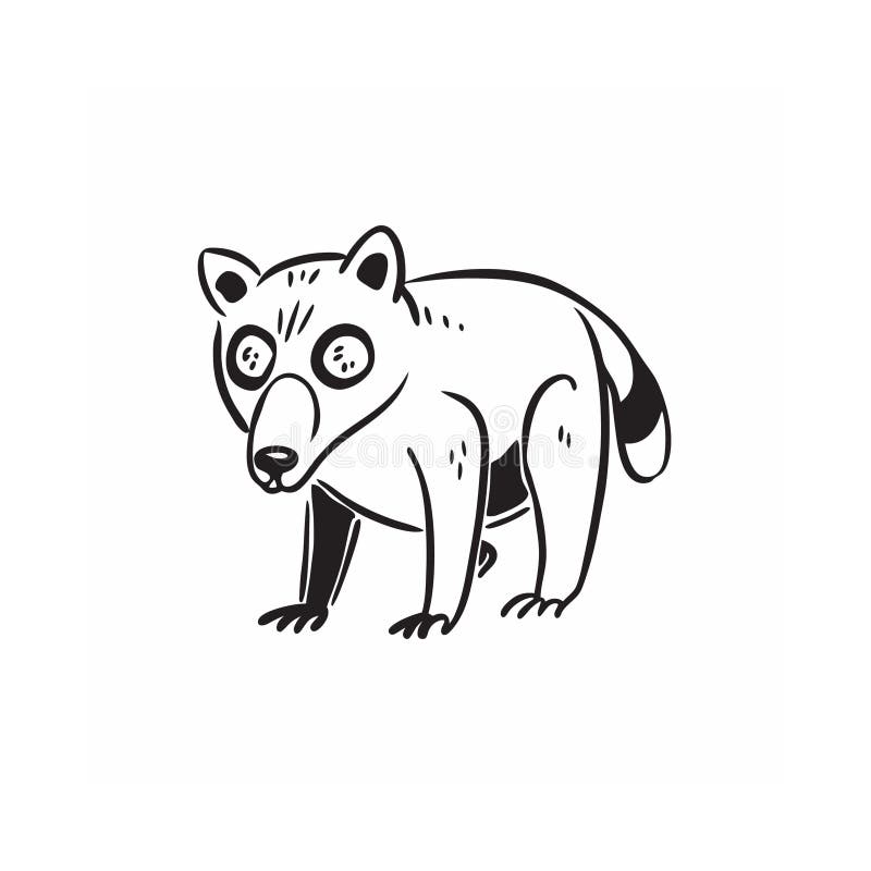 Cartoon Ringtail Possum Vector Illustration in Outline Style Stock ...