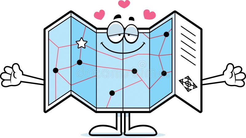 Cartoon Road Map Hug stock vector. Illustration of folded - 52396061