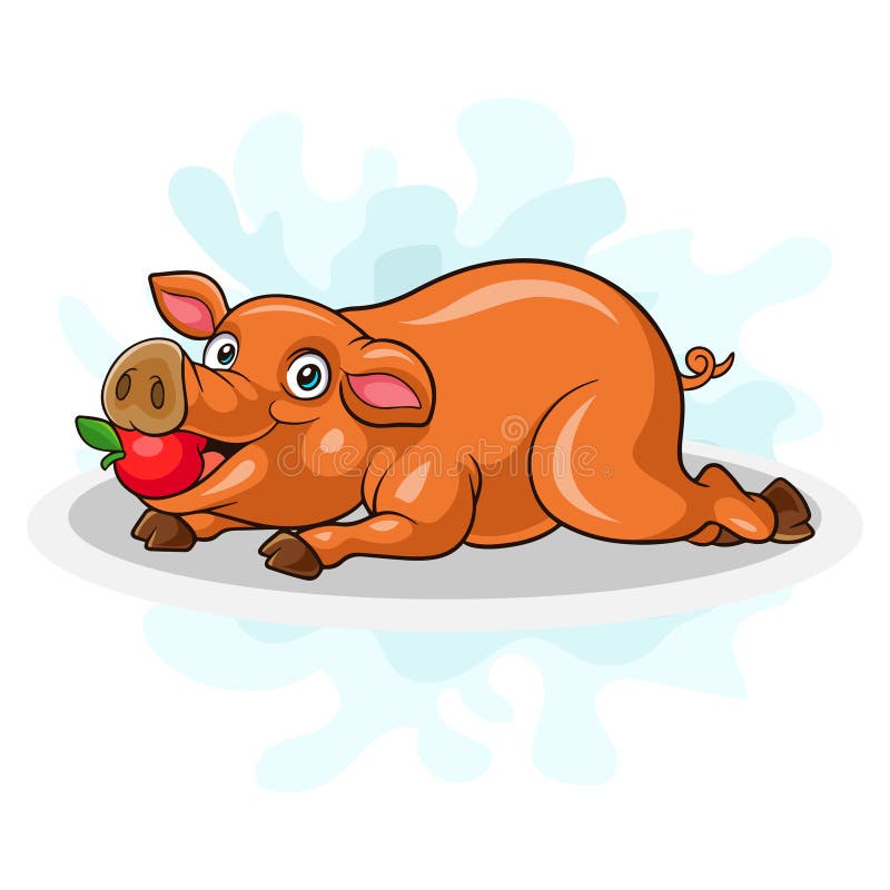 Cartoon Roast Pork on White Background Stock Illustration ...