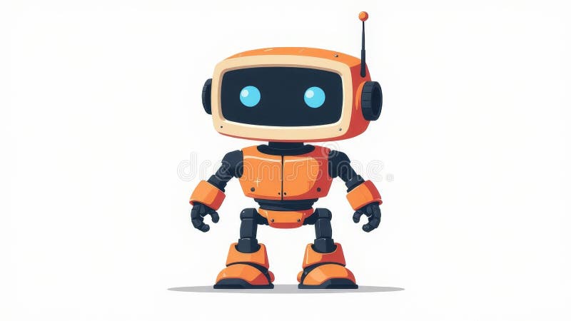 Cartoon Robot Baby on White Background Stock Illustration ...