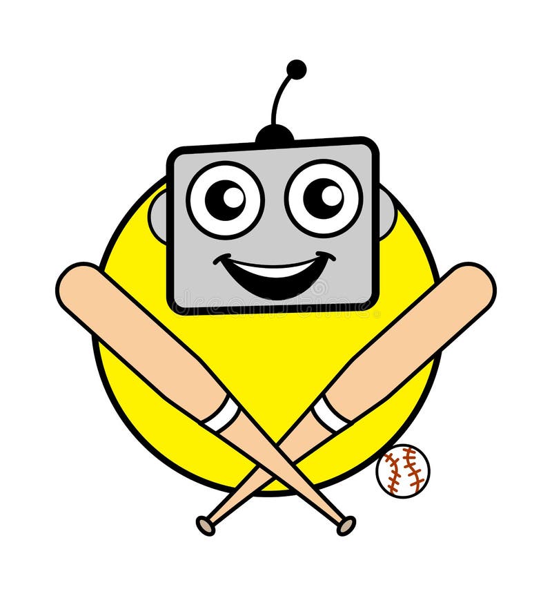 Cartoon Robot Baseball Mascot Stock Illustration - Illustration of ...