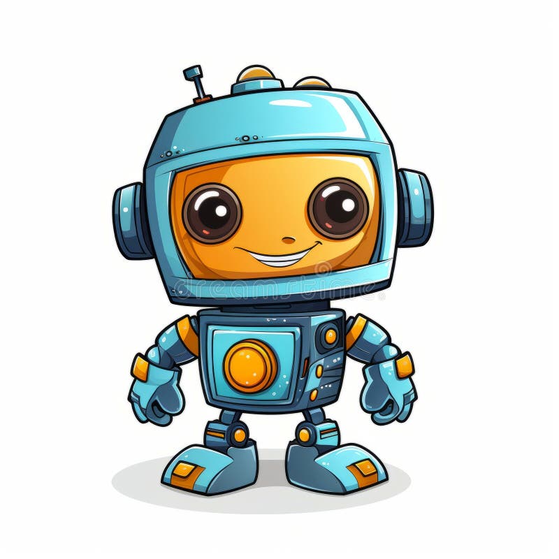 An Orange Robot with Blue Eyes and Big Eyes Stock Illustration ...