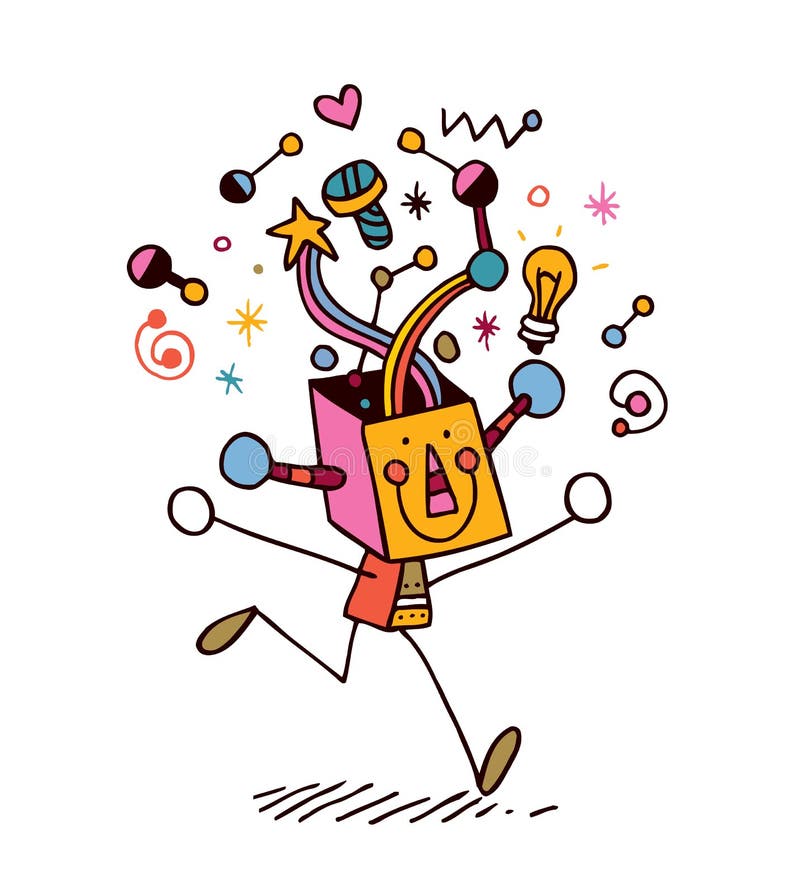 Doodle Invention Cartoon Science Robot Collage Pattern Stock Vector ...