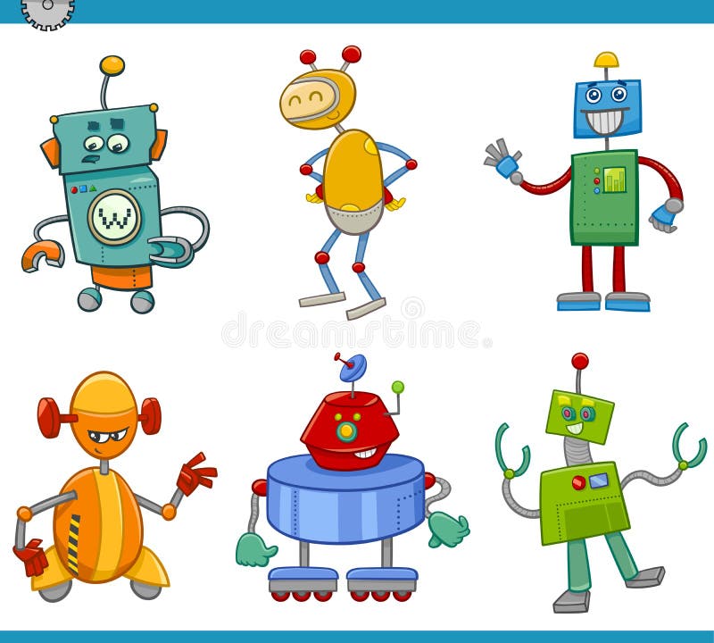 Robot Cartoon Characters Set Stock Illustrations – 1,034 Robot Cartoon ...