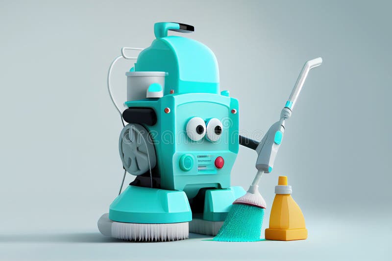 Cartoon Robot Cleaning Machine. Stock Illustration - Illustration of ...