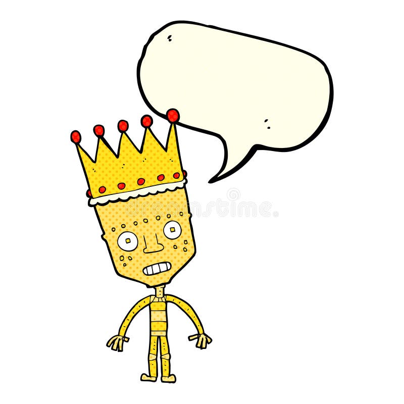 Cartoon Robot with Crown with Speech Bubble Stock Illustration ...
