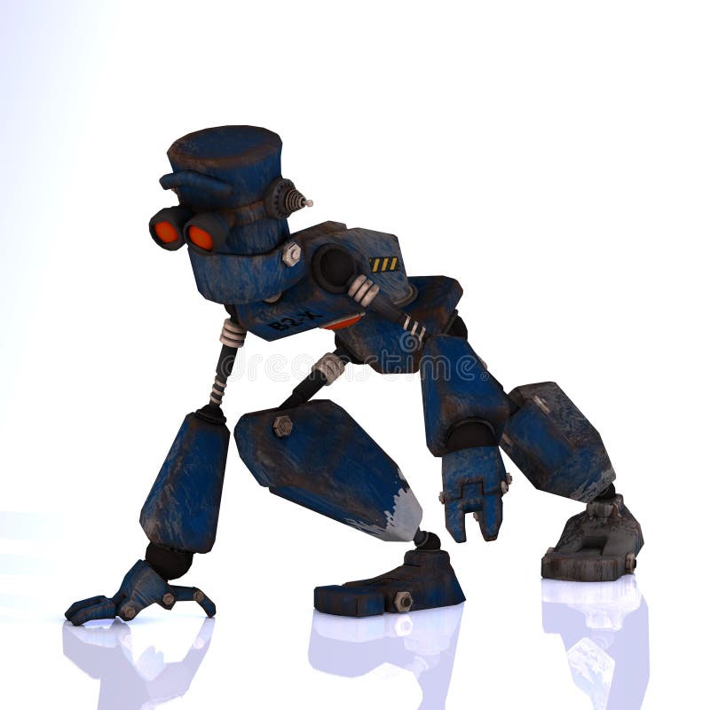 Cartoon Robot with Expressive Emotion in His Face Stock Illustration ...