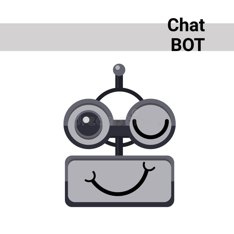 Cartoon Robot Face Smiling Cute Emotion Wink Chat Bot Icon Stock Vector ...