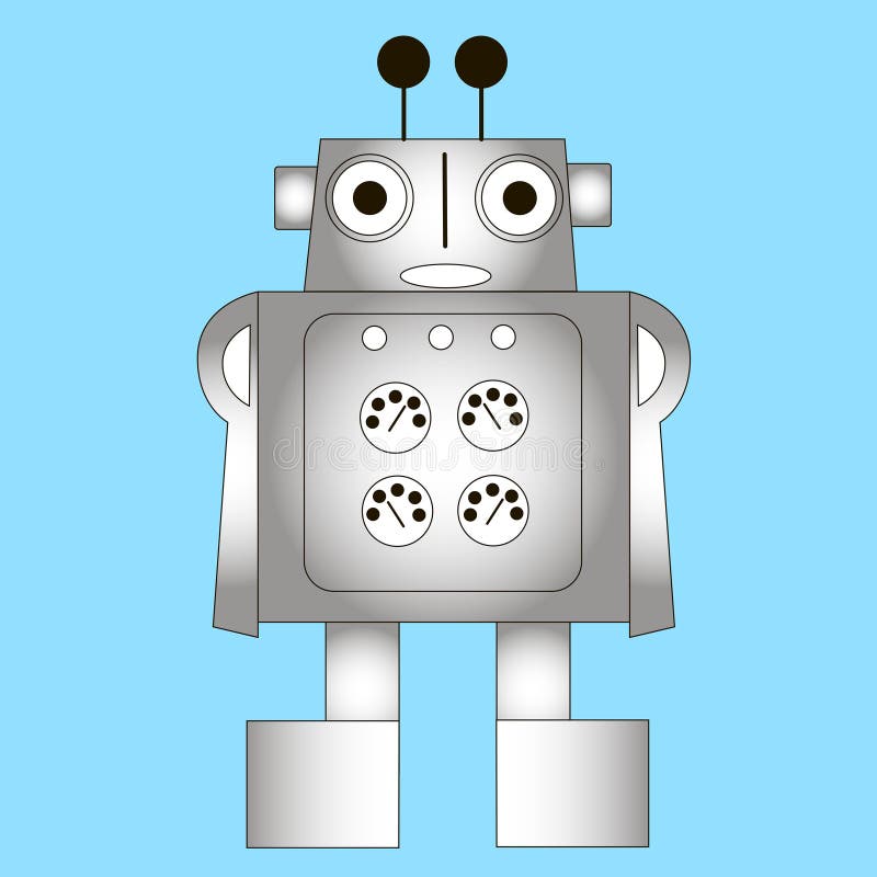 Cartoon Robot in the Form of a Man. Stock Vector - Illustration of ...