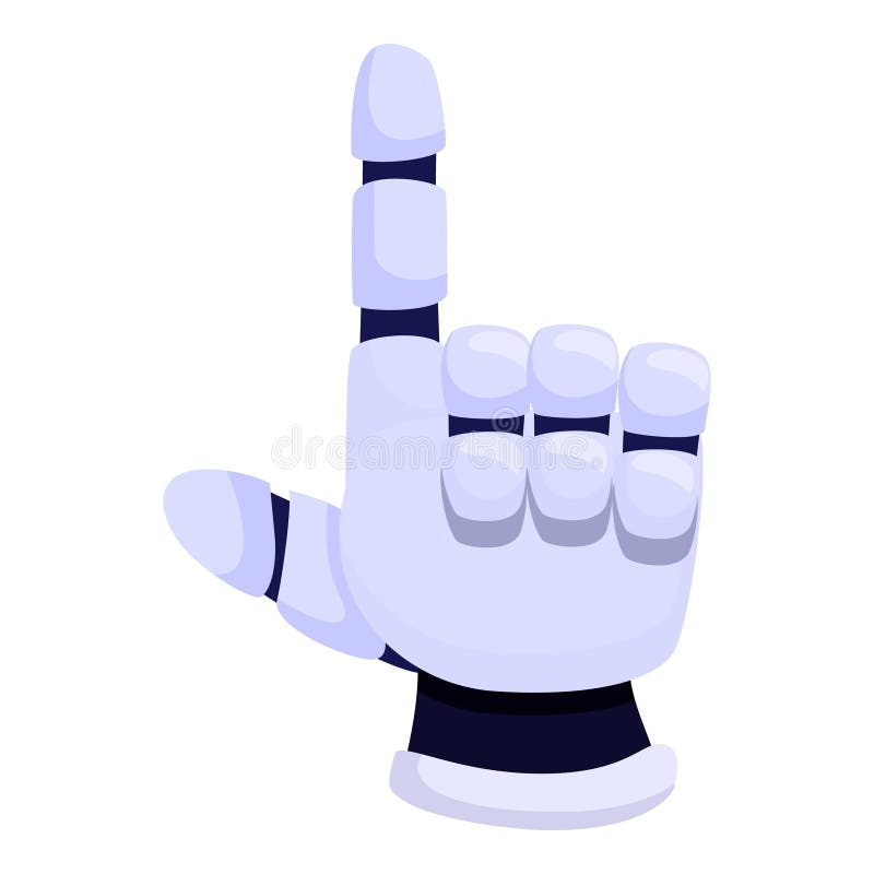 Cartoon Robot Hand Pointing Up with Index Finger Stock Illustration ...