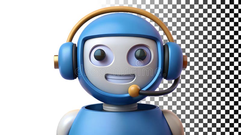 Cartoon Robot with Headset, Tech Support and Digital Assistant Png ...