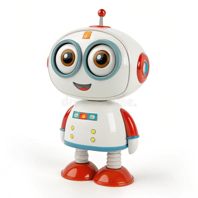 Cartoon Robot Isolated on White Background Stock Illustration ...