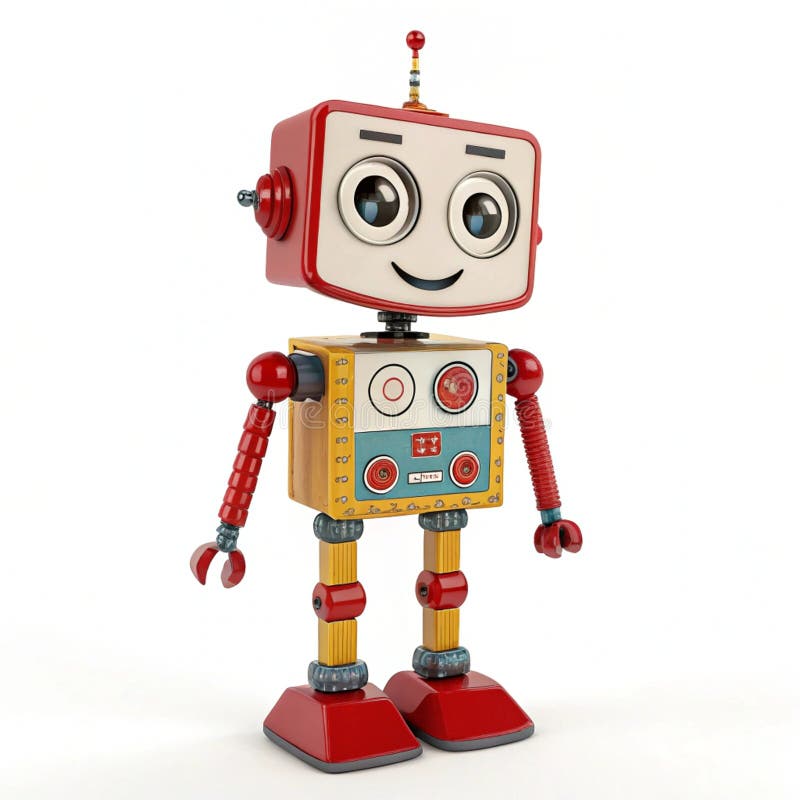 Cartoon Robot Isolated on White Background Stock Illustration ...