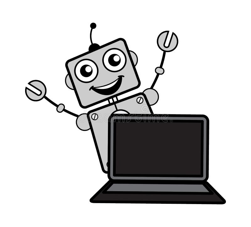 Cartoon Laptop Robot Stock Illustrations – 1,730 Cartoon Laptop Robot ...