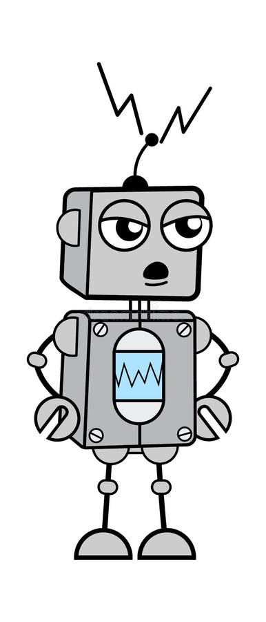 Cartoon Robot Thinking in Confusion Stock Illustration - Illustration ...