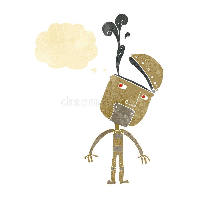 Cartoon Robot with Open Head with Thought Bubble Stock Illustration ...