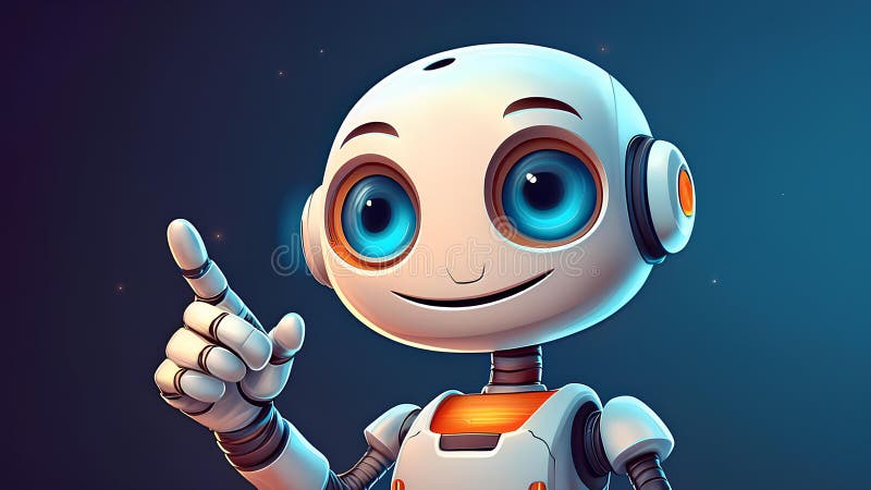 Cartoon Robot Pointing Hand. Humanoid Robot, Innovative Technology ...