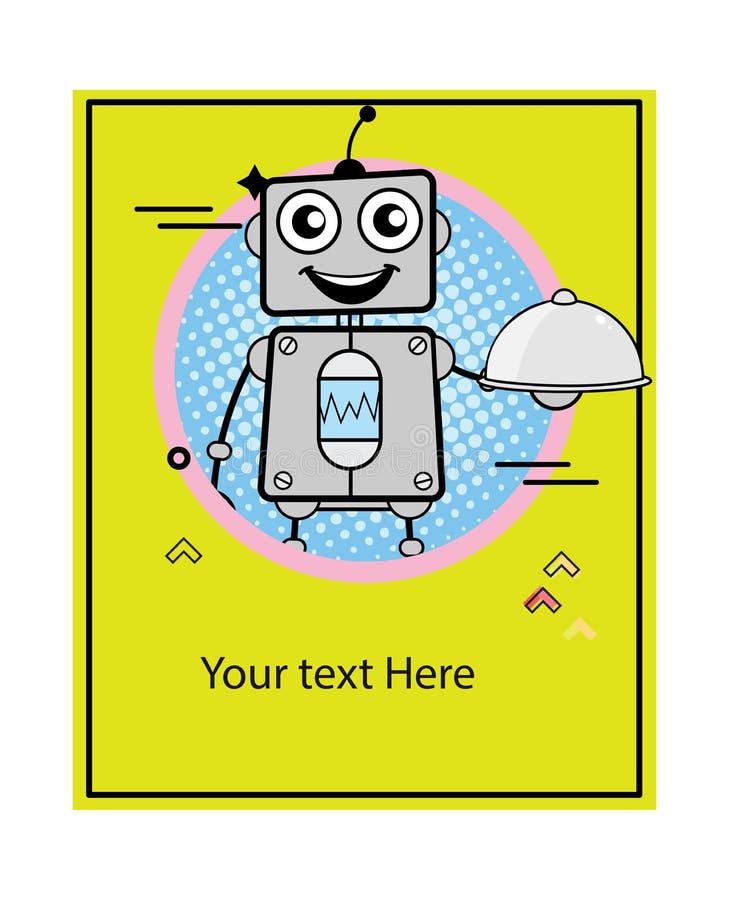 Cartoon Robot on Poster with Text Stock Illustration - Illustration of ...