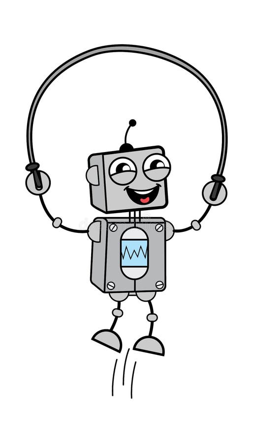 Cartoon Robot Skipping Rope Stock Illustration - Illustration of ...