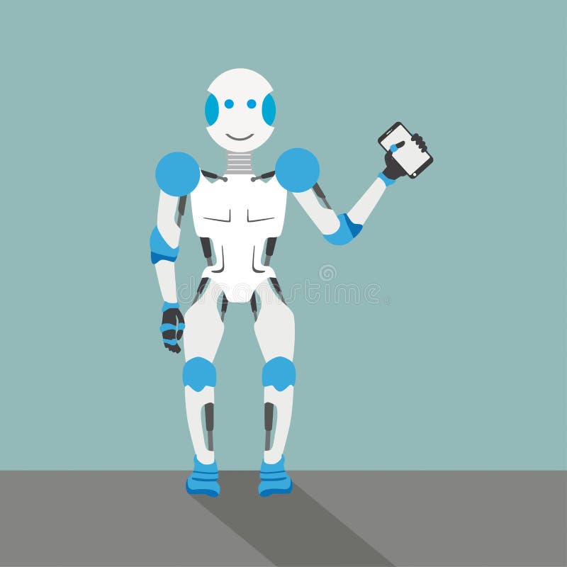 3d Set with Robot and Smartphone. 3d Render Illustration Stock ...