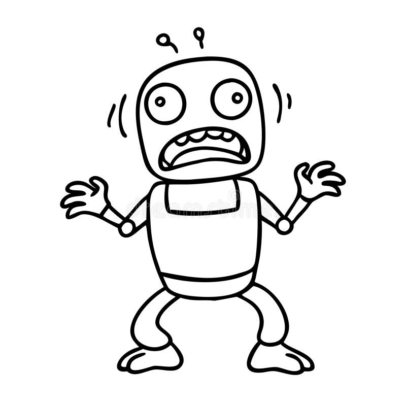 Cartoon Robot with Surprised Face Vector Art for Design and ...