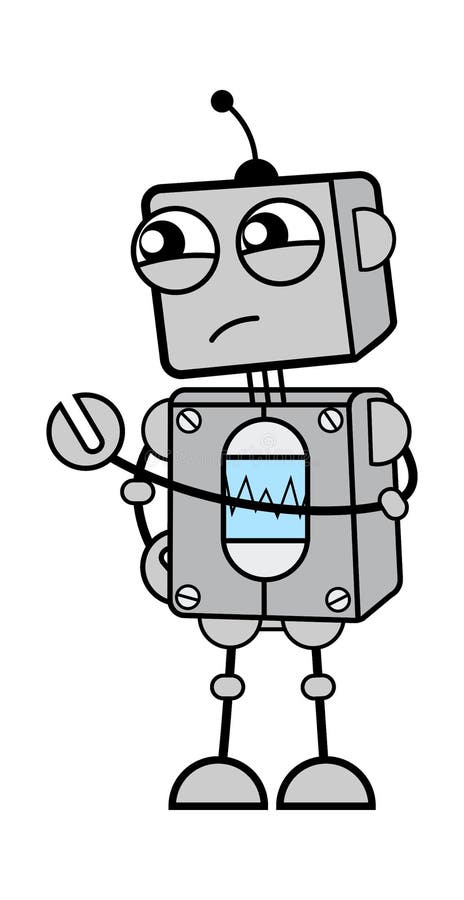 Cartoon Robot Thinking in Confusion Stock Illustration - Illustration ...