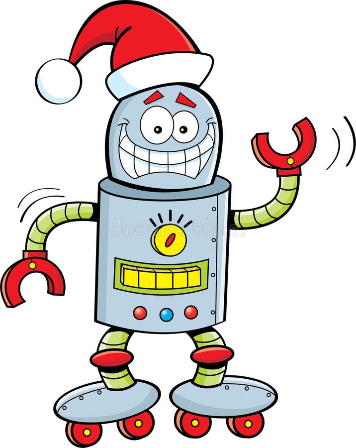 Cartoon Robot Wearing a Santa Hat Stock Vector - Illustration of santa ...