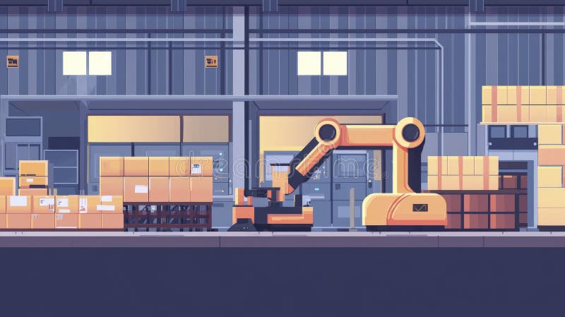 Robotic Arm Managing Cardboard Boxes in a Warehouse with Logistics ...